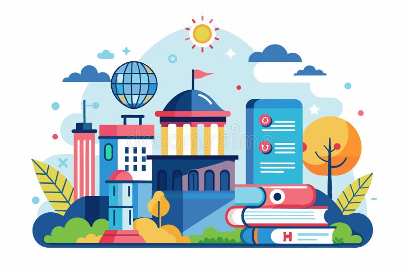 A Vibrant Illustration Showcases a Customizable Course Application with ...