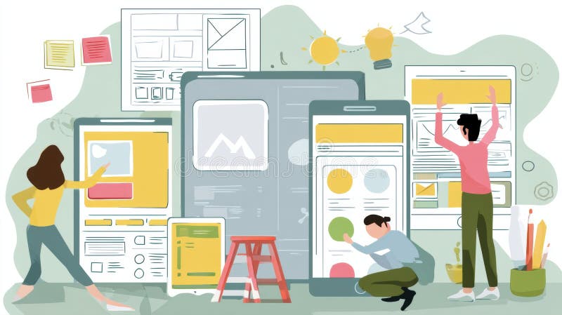 UI UX Design Team Collaboration Stock Illustration - Illustration of ...