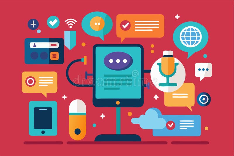 A Vibrant Illustration Showcases a Voice Interface Surrounded by ...