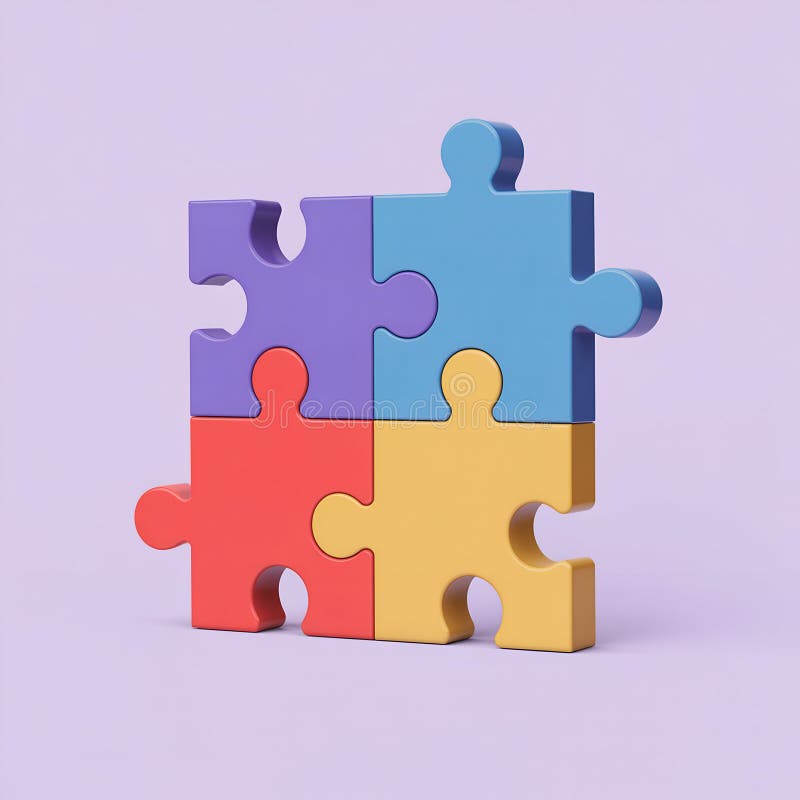 Colorful Puzzle Pieces Connected Together Illustration Representing Teamwork and Problem Solving ...