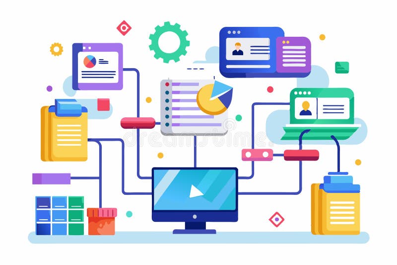 A Vibrant Illustration Showcasing Data Extraction Processes, Featuring ...