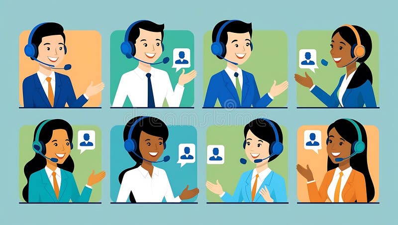 Diverse Group of Call Center Agents Working Together in a Modern Office ...