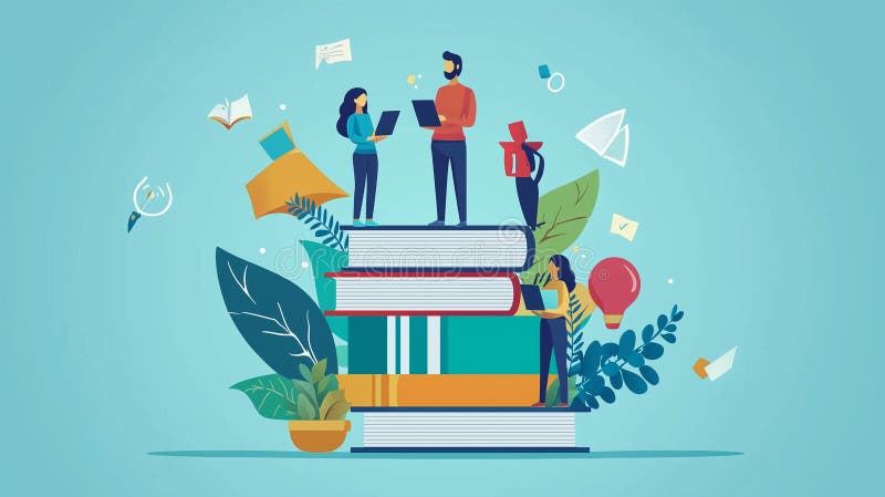 Diverse Group Engaged in Learning with Books Stock Illustration ...