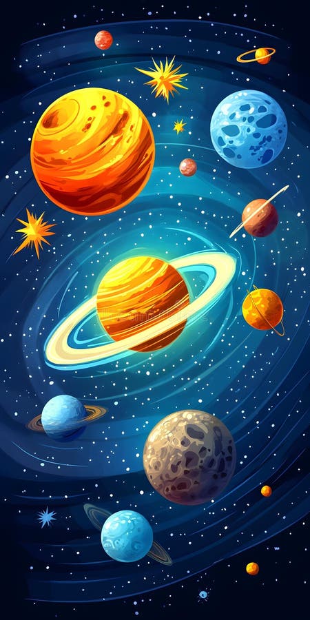 Vibrant Illustration of Solar System Stock Illustration - Illustration ...