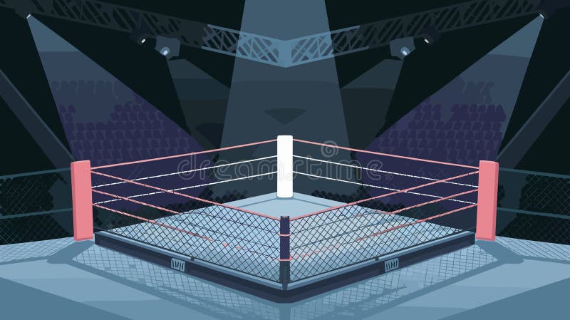 Stylized Wrestling Ring in a Dramatic Arena Setting Stock Vector ...