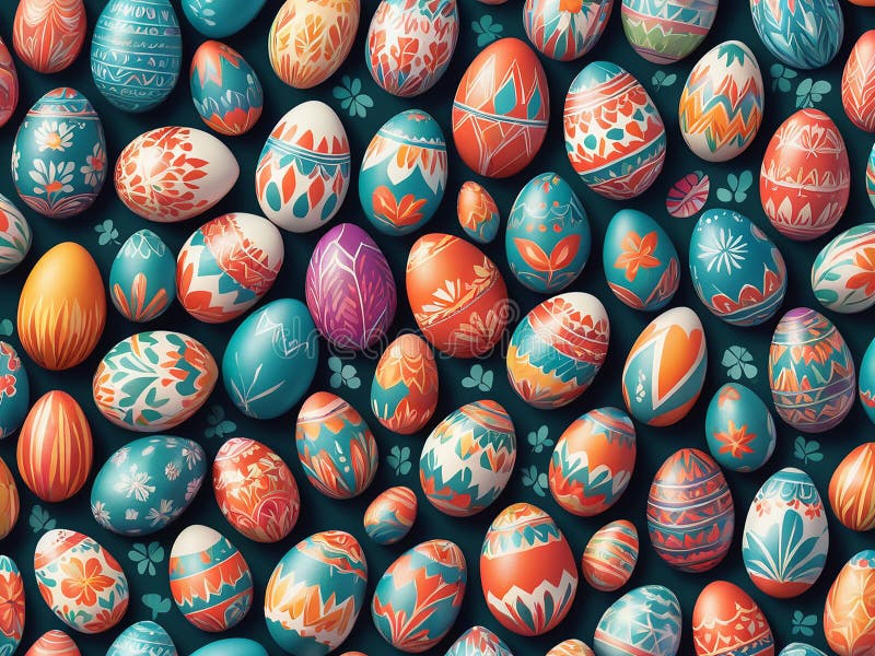 Vibrant Illustrations of Decorated Eggs in Various Patterns and Designs ...