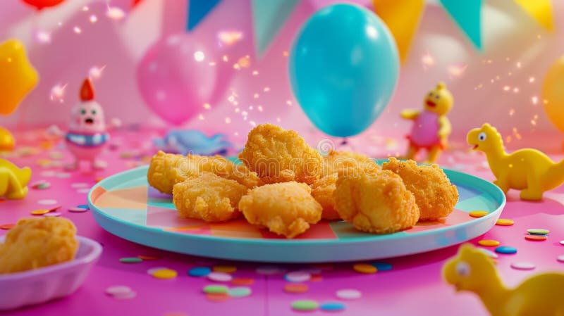 Colorful Party with Chicken Nuggets Generative AI Stock Photo - Image ...