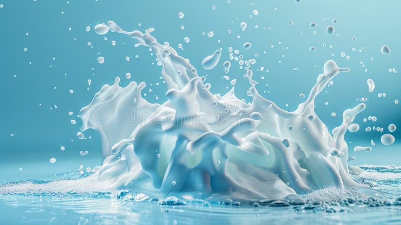 Dynamic Splash of Milk in Water Stock Image - Image of generated, blue ...