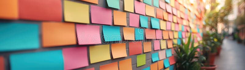 Colorful Sticky Notes Wall Urban Cityscape Creative Ideas Stock ...