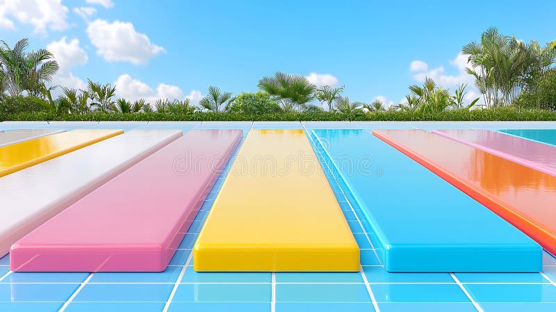 Pool deck. Generated by AI stock illustration. Illustration of property ...