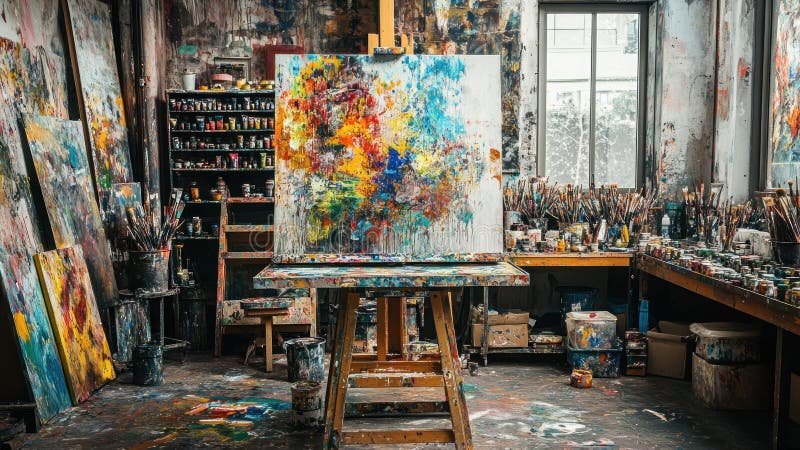 Artist s Messy Studio stock illustration. Illustration of bazaar ...