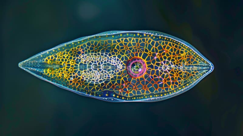 A Vibrant Image of a Diatom a Singlecelled Algae with Its Geometrically ...