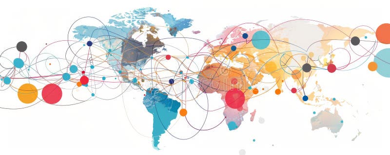 Colorful Abstract Representation of Global Connections and Currency ...