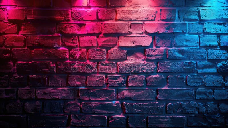Brick Wall Neon Lights: Vibrant Red and Blue Lighting Effect on ...