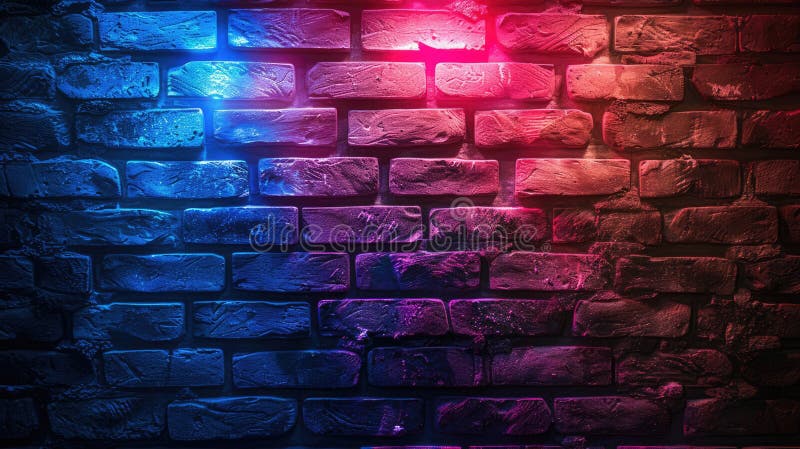 Brick Wall Neon Lights: Vibrant Red and Blue Lighting Effect on ...