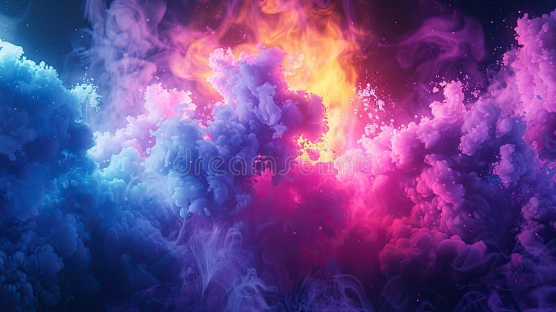 Neon Smoke Clubs Explode in Abstract Holi Paint Burst - Psychedelic ...