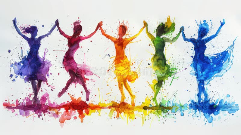 Colorful Ink Splash Dance on White Background Stock Illustration ...
