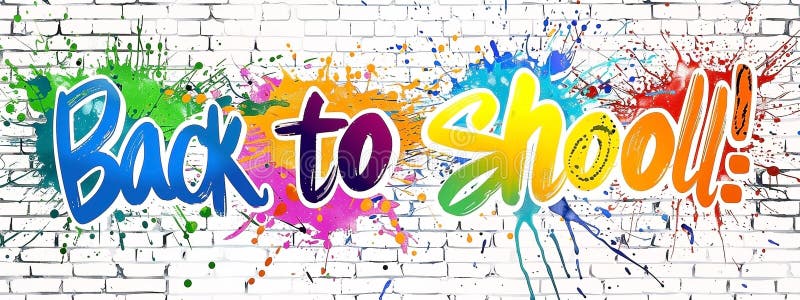 Colorful Back To School Paint Splashes on White Brick Wall - Education ...