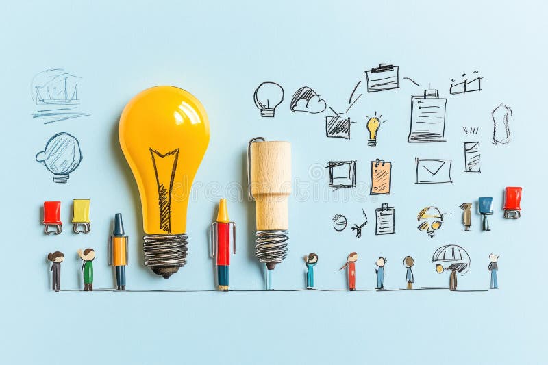 Curious Student Capturing Ideas in Notebook with Education Icons on ...