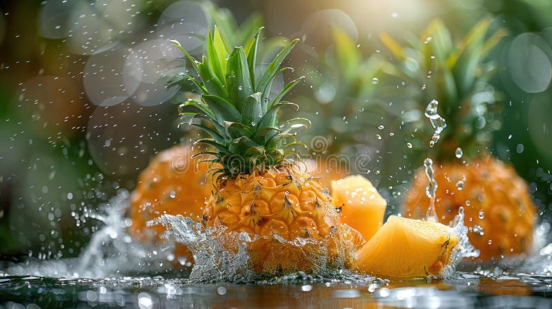 Fresh Tropical Fruit Float - Pineapple in Green Water for Natural ...