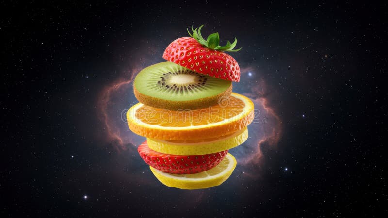 Cosmic Fruit Stack stock illustration. Illustration of nebula - 373454215