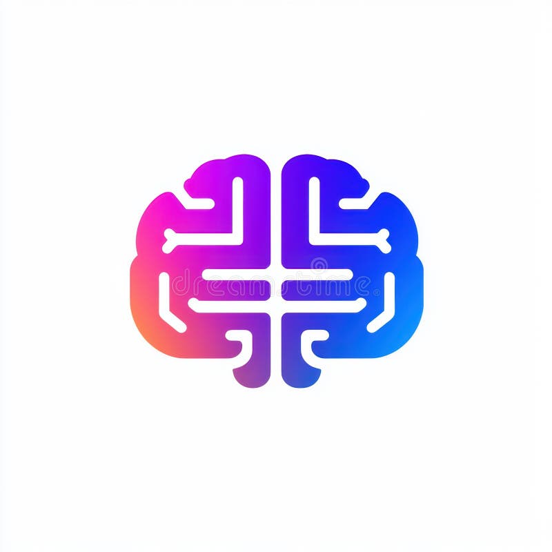 Gradient Brain Icon stock illustration. Illustration of learning ...