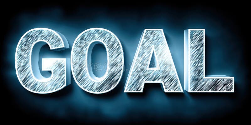 Illuminated Goal Text in Bright Blue Light with a Dark Background for ...