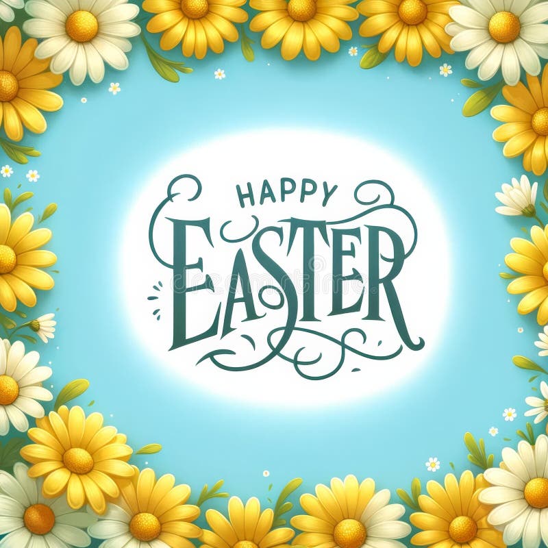 Happy Easter Greeting with Spring Flowers, Easter Concept Stock ...