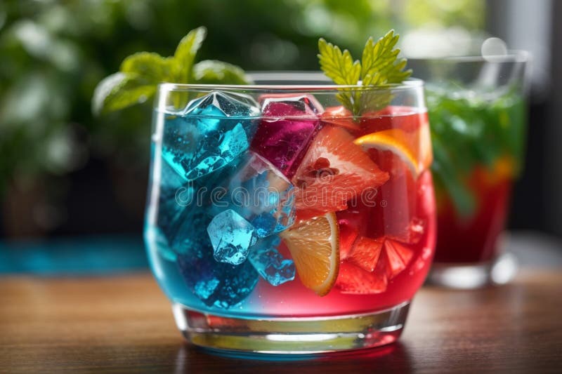 Blue and Red Mixed Kool Aid in a Glass Stock Illustration ...