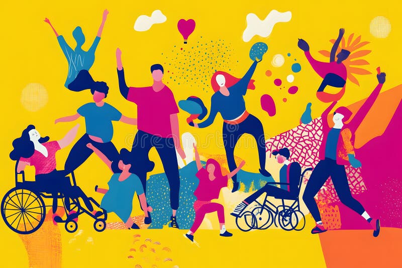 A Vibrant Image of Individuals with Various Disabilities Engaging in ...