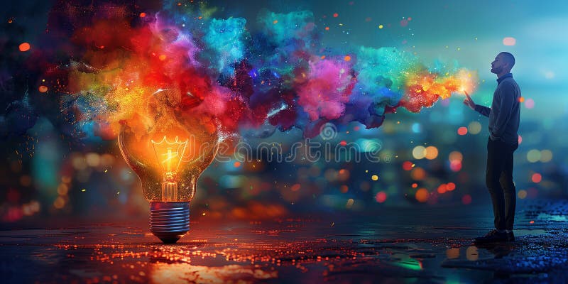 This Vibrant Image of a Light Bulb Exploding with Creativity is Perfect ...