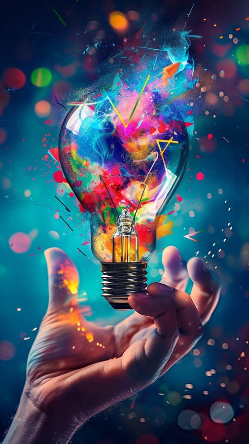 This Vibrant Image of a Light Bulb Exploding with Creativity is Perfect ...