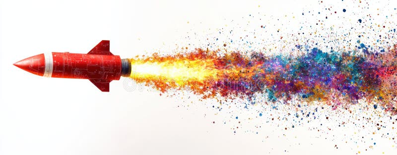 Rocket Launch with Abstract Explosion. Stock Illustration ...