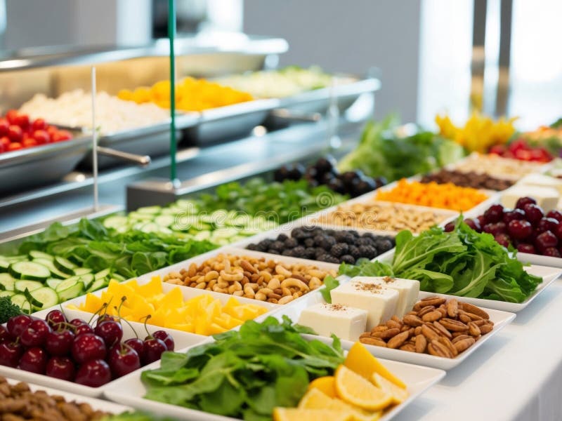Vibrant Image of a Salad Bar at a Food Buffet. Stock Image - Image of ...