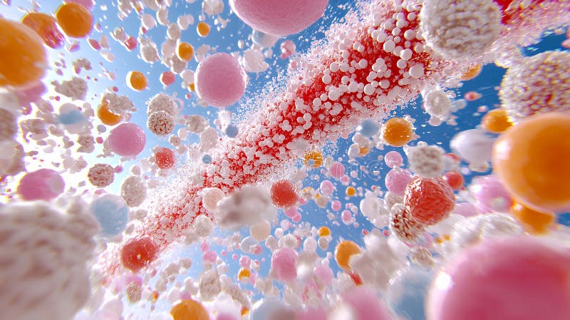 Colorful Candy Spheres in Mid Air Abstract Display Stock Illustration ...