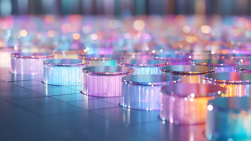 Abstract Neon Cylinders Grid Design Stock Illustration - Illustration ...