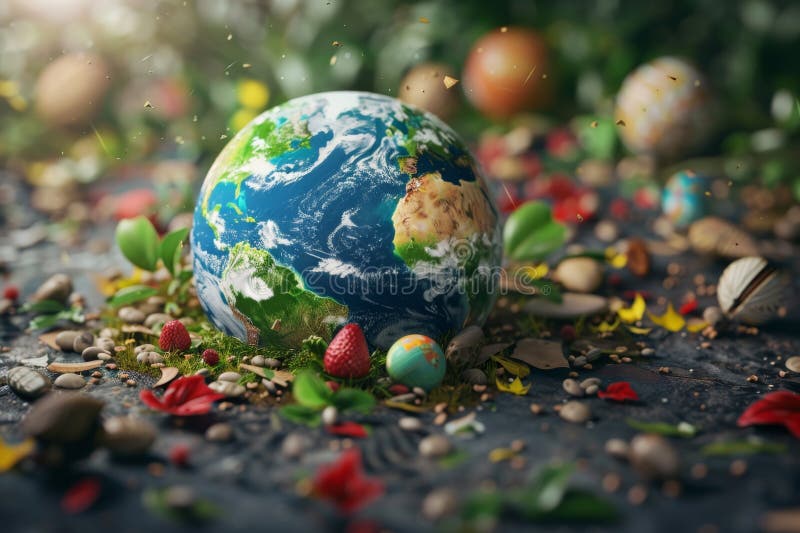 Earth and Symbols of Sustainability Stock Illustration - Illustration ...