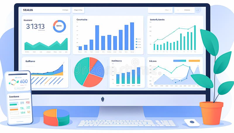 AI-Generated Business Dashboard Stock Illustration - Illustration of kpis, reporting: 379048881