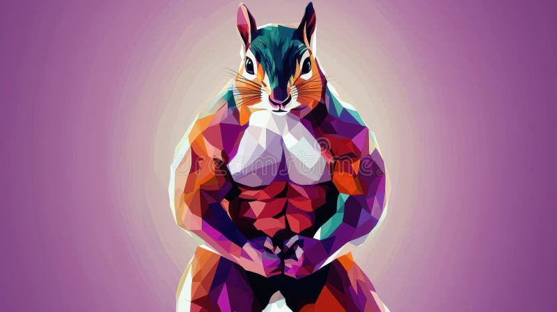 Muscular Squirrel in Polygonal Style Stock Illustration - Illustration ...