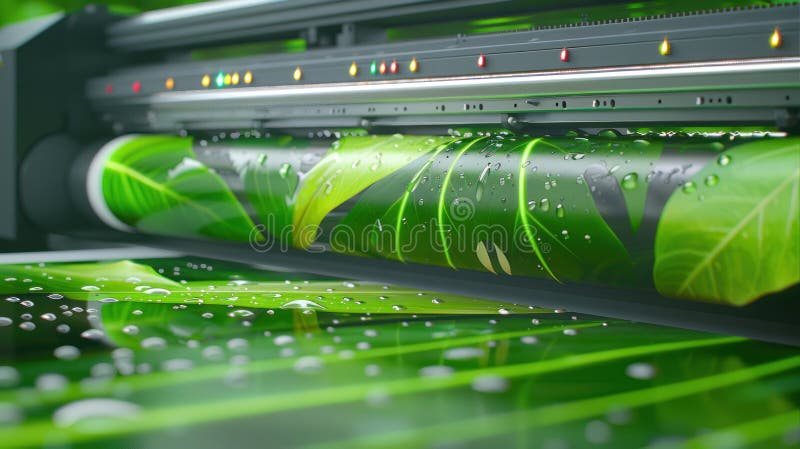 Green Leaf Pattern Printed by Large Format Printer Stock Illustration ...