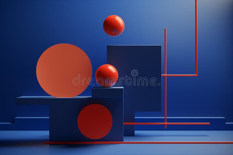 Geometric Harmony: Abstract Shapes in Blue and Orange Stock Image ...