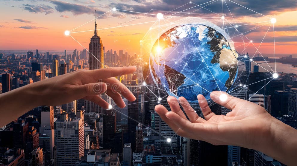 Global Connection and Innovation Concept with Networked Globe in Hands ...