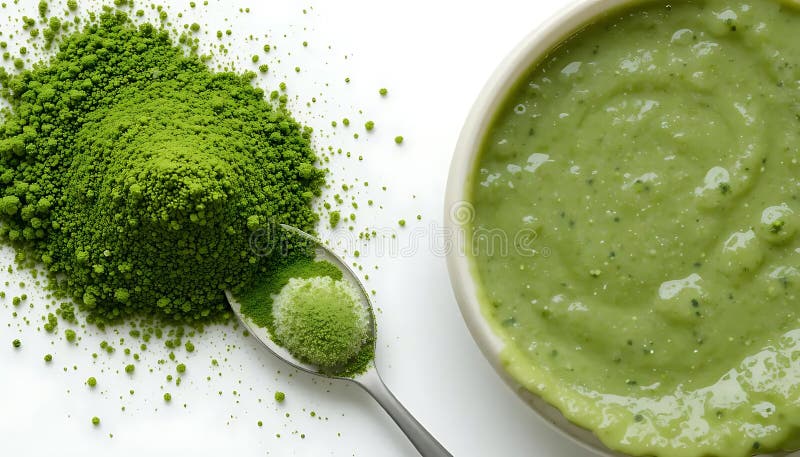 Matcha Powder and Paste: a Culinary Delight Stock Illustration ...