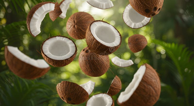 Tropical Coconut Rain: a Burst of Freshness Stock Illustration ...