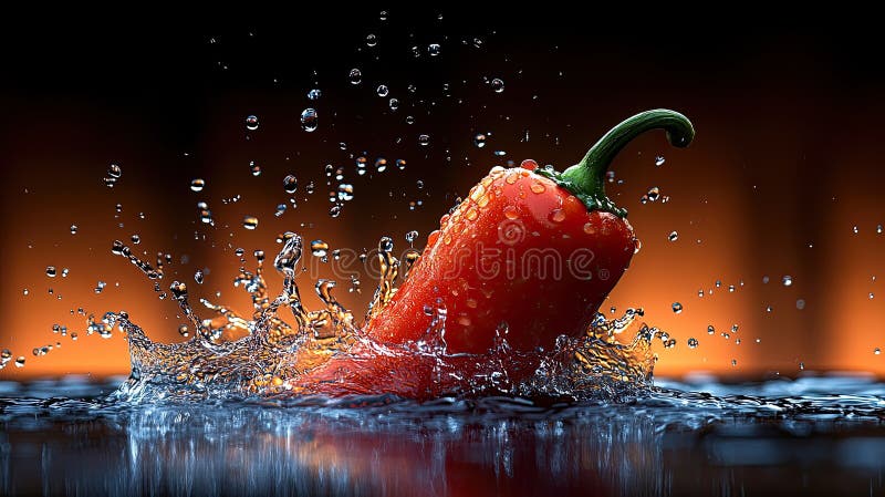 Chili Pepper Splash stock illustration. Illustration of juicy - 387778424