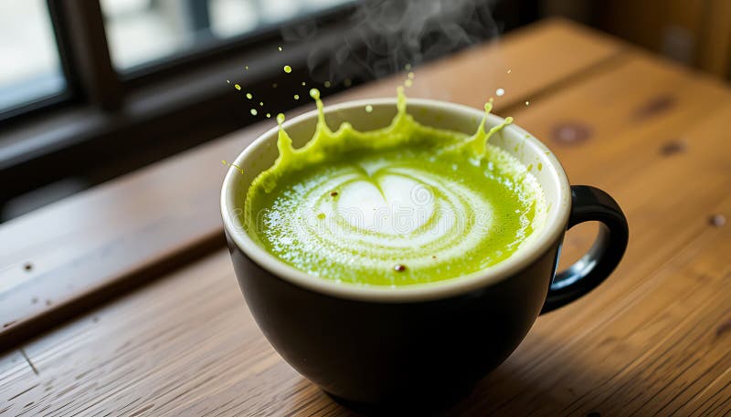 Matcha Latte Splash stock illustration. Illustration of caffeine ...