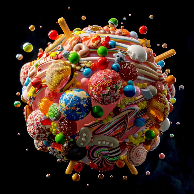 Illustration Various Candies Sweets Playful Pattern Stock Photos - Free ...