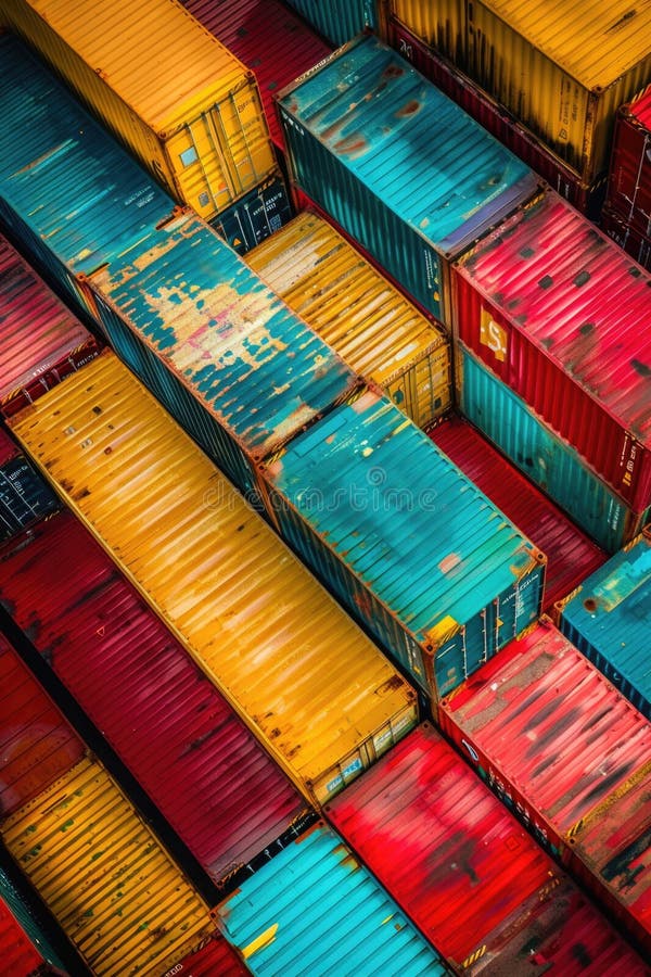 A Vibrant Image of Stacked Containers, Perfect for Industrial Concepts ...