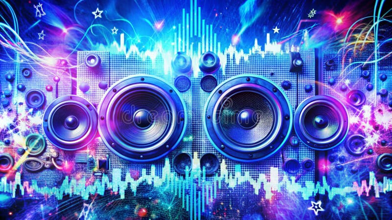 A Vibrant Image of a Stereo System with a Colorful Backdrop of Lights ...