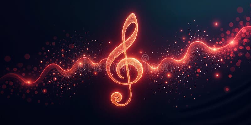Glowing Treble Clef with Sparkling Music Notes Image is Generated Using ...